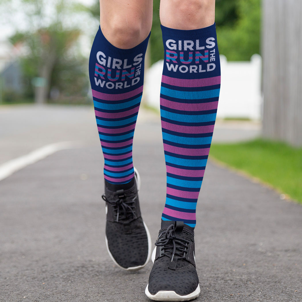 Running Printed Knee High Socks Girls Run The World Gone For A Run